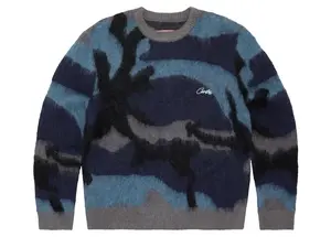 Corteiz Mohair Knit Sweater - Ocean Camo | Editorialist